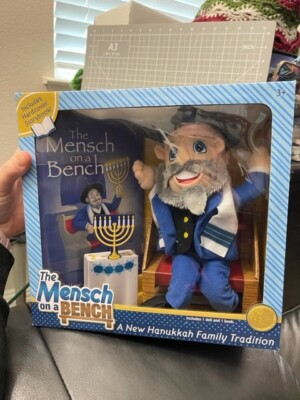 MENSCH ON A BENCH~ Hanukkah Decor with Hardcover Book Removable Bench ...