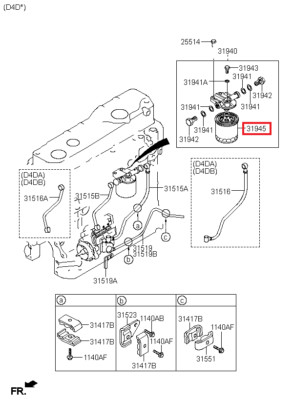 Genuine/OEM 3194545001 ELEMENT-FUEL FILTER for Hyundai E-County | eBay