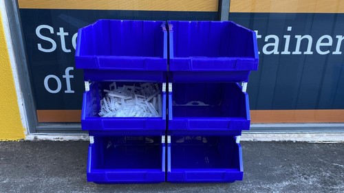 Blue Plastic Storage Bins Stacking Parts Storage Box 51 x 37.5 x 24cm ...