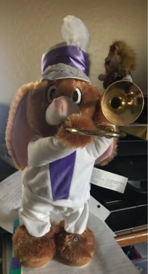 Animated Easter Bunny Playing Trombone Plush Novelty Musical Toy Song ...