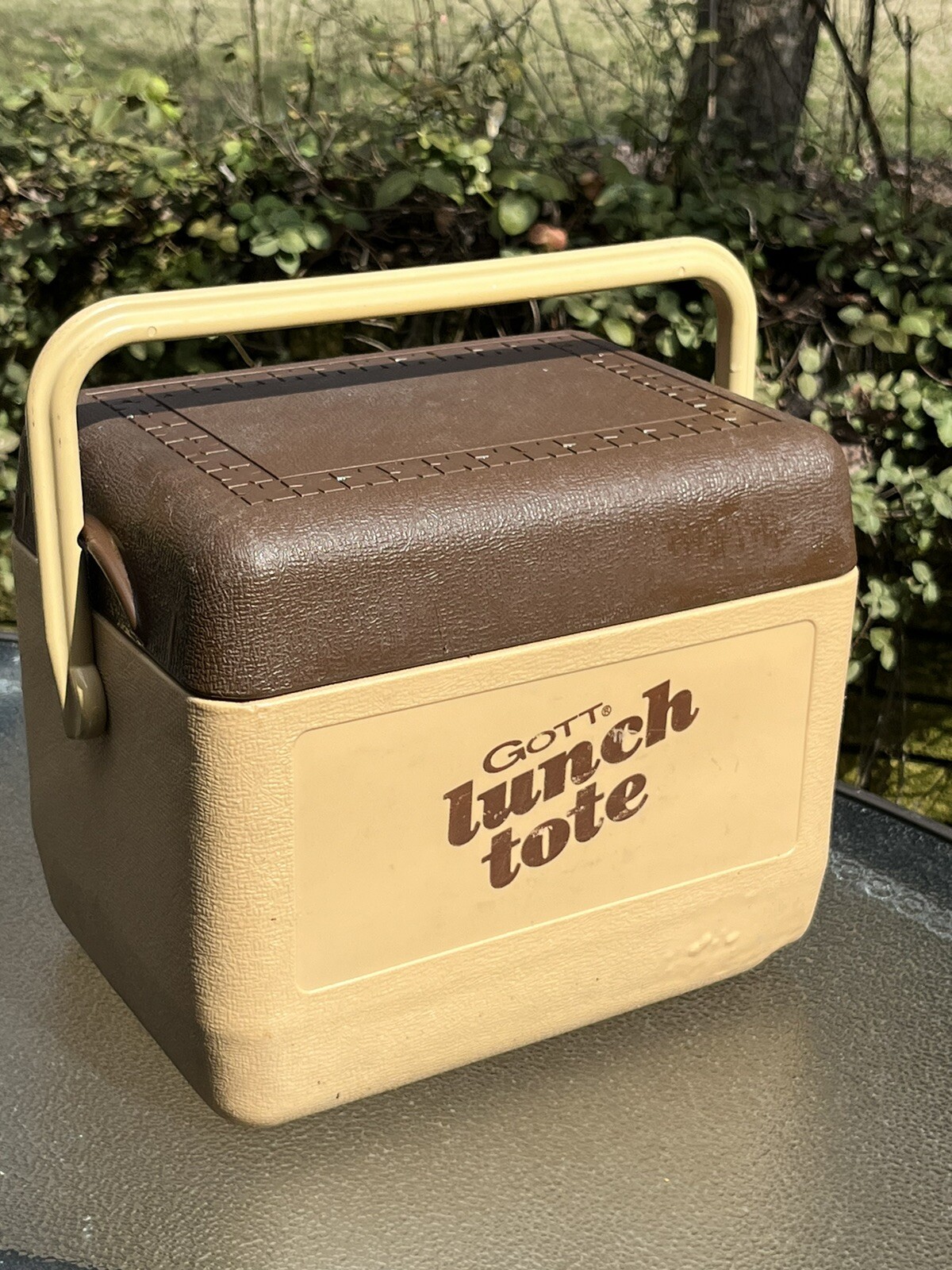 Vintage Gott Lunch Tote Tan & Brown Cooler Model 1806 6 Pack USA Great ...