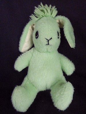 GREEN BUNNY RABBIT STUFFED ANIMAL PLUSH TOY 10" VINTAGE CUDDLES TOYS BY ...