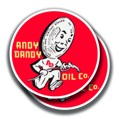 ANDY DANDY OIL GAS DECAL 2 Stickers Bogo Vintage Car Window Bumper ...