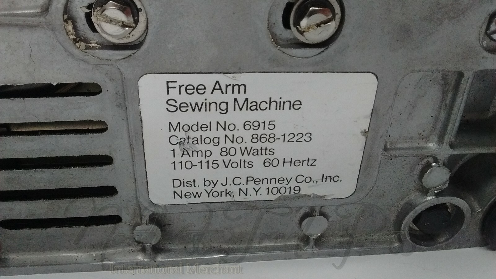 Replacement Parts for JC Penney Model 6915 Free Arm Sewing Machine Cat ...