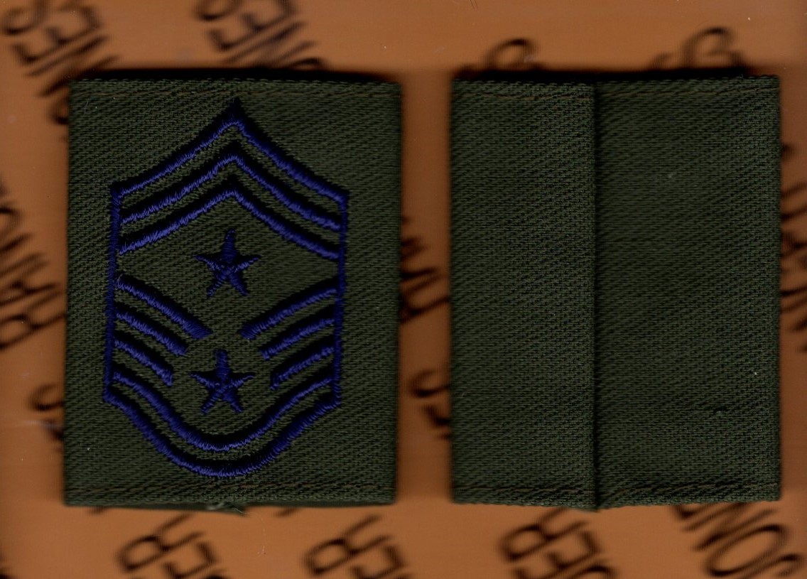 USAF COMMAND CHIEF MASTER SERGEANT CMSgt E-9 OD Green Slip on rank ...