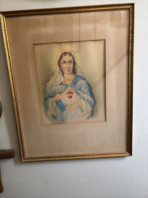 Vintage Signed Drawing Of The Virgin Mary “swan-‘49” Framed | eBay