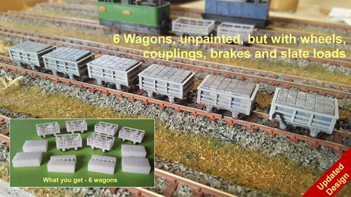 OO9/009 Ffestiniog 2 Ton Slate wagon Kit x 6 Trucks with wheels 3D ...