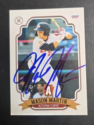 Mason Martin Signed 2021 Choice Altoona Curve Card Pittsburgh Pirates ...