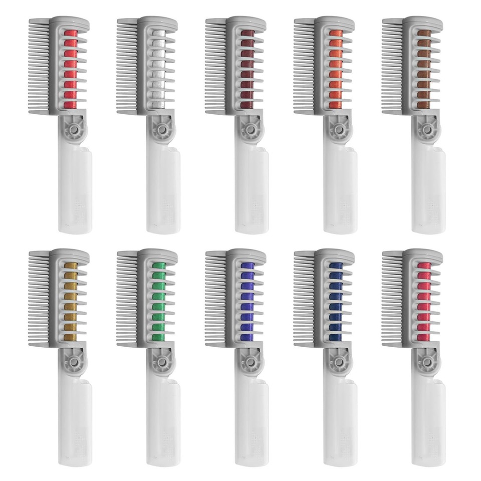 Hair Color Comb Temporary Hair Chalk Comb,10 Color Washable Hair Chalk ...