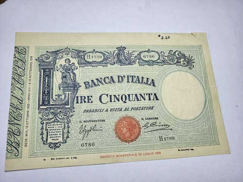 50 LIRE "FASCIO" MATRICE ITALIA ITALY 1922 BANKNOTE (MY REF. B M} | eBay