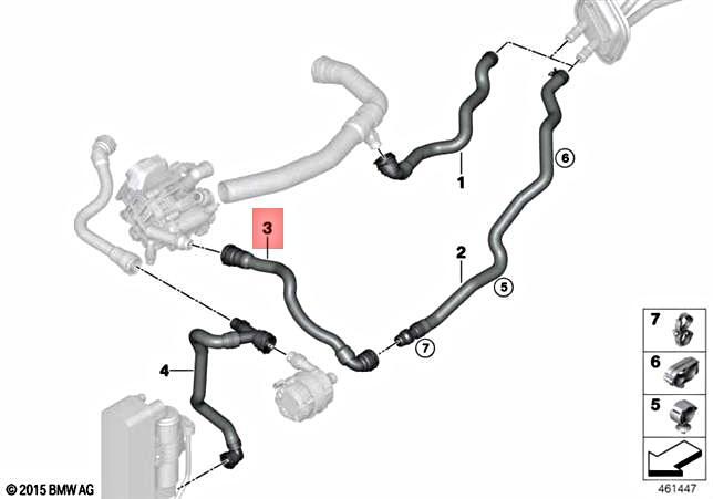 Genuine BMW F30N F31N F32 Radiator Engine Return Hose Line OEM ...