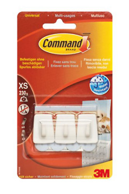 Command 3M Micro White Hooks Set of 3 Size 17066 Self Adhesive Strong | eBay UK