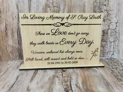 In loving memory plaque sign personalised oak wooden memorial ...