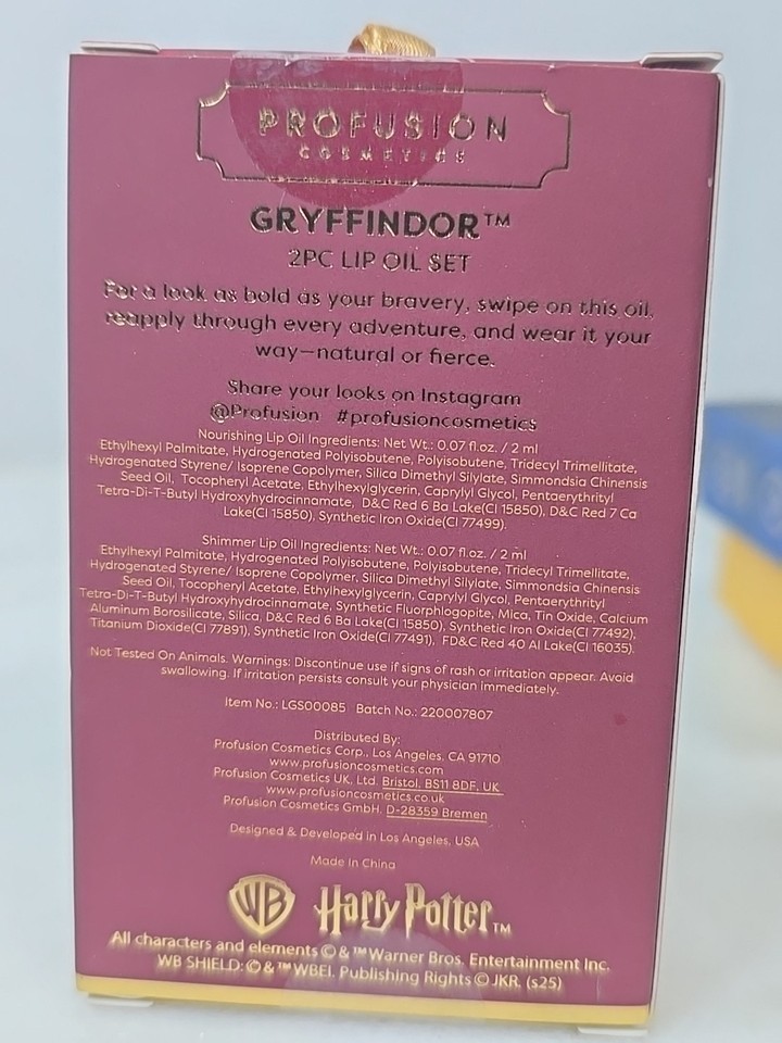 Profusion Cosmetics Harry Potter Holiday Lip Oil Set Of 3 Gryffindor ...