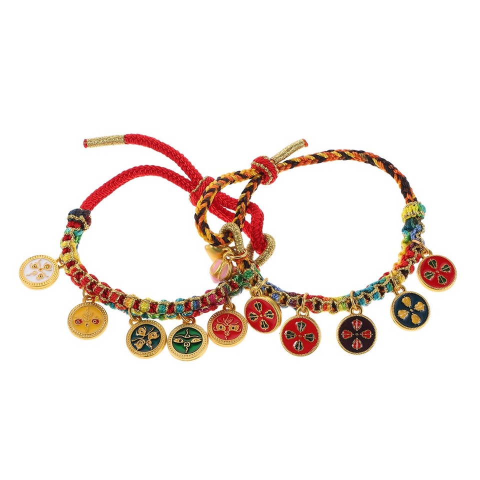 2 Pcs Chinese Traditional Bracelets Braided Rope Wrist Colorful Woven ...