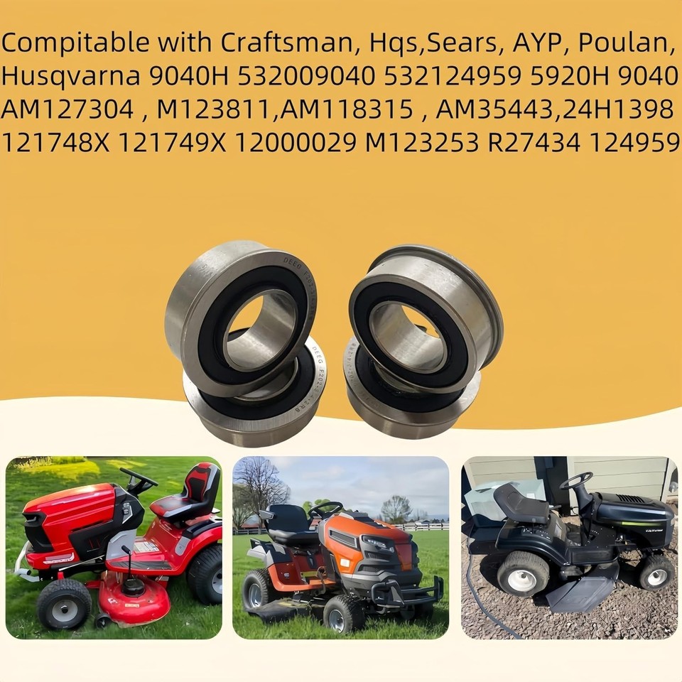 4PCS Lawn Mower Front Wheel Bushing to Bearing Conversion Kit Replaces ...