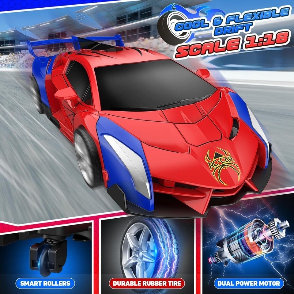 SPIDER-MAN TRANSFORMERS RECHARGEABLE Remote Control Car Toy Girls Boys ...