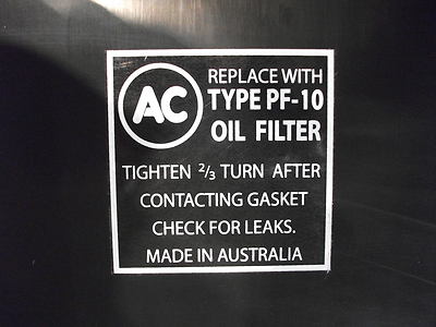 NEW AUSTRALIAN OIL FILTER STICKER DECAL suits EH HD HR HK HT HG LC LJ ...