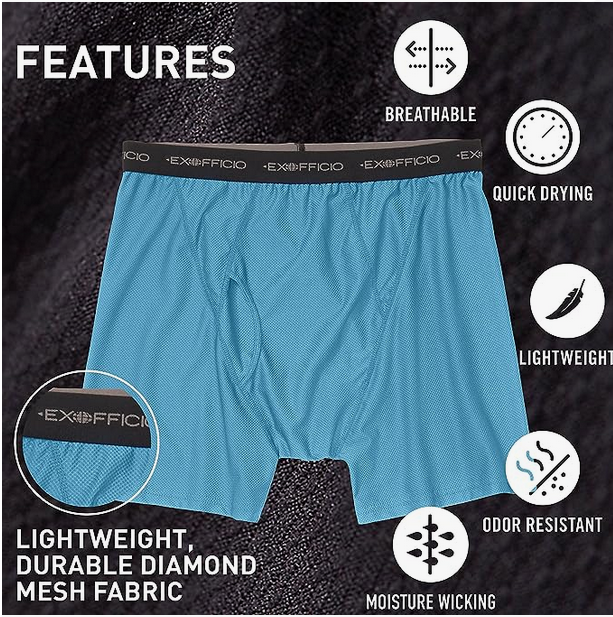 ExOfficio Men's Give-n-go Boxer Brief - 2XL - Riviera blue | eBay