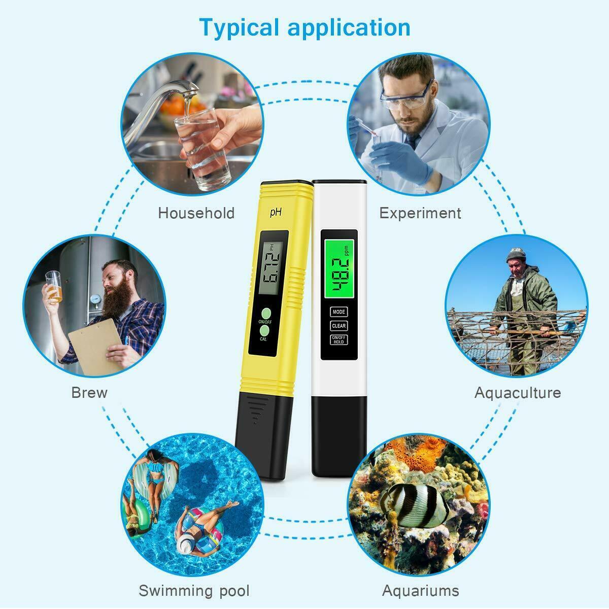 Digital Ph Meter TDS Tester Aquarium Pool Hydroponic Water Monitor 0 ...