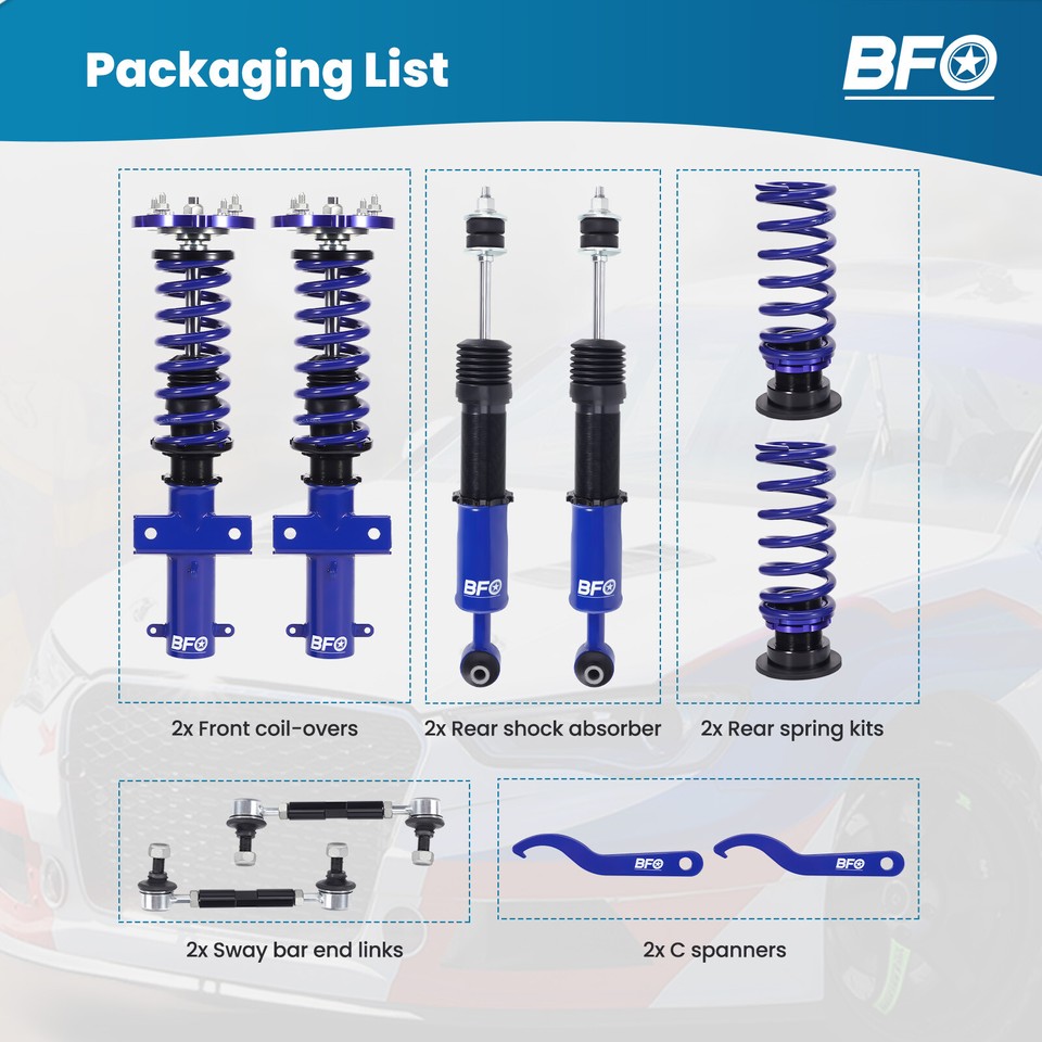 BFO Complete Coilover Kits For Ford Mustang 2005-2014 Adj. Height ...