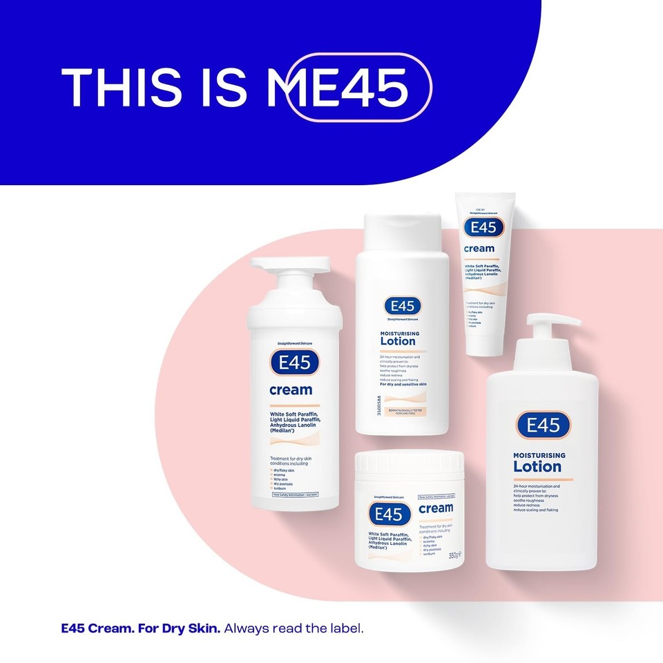 New E45 Cream Pump Itch Relief Dermatological Skin Care Cream 500g ...