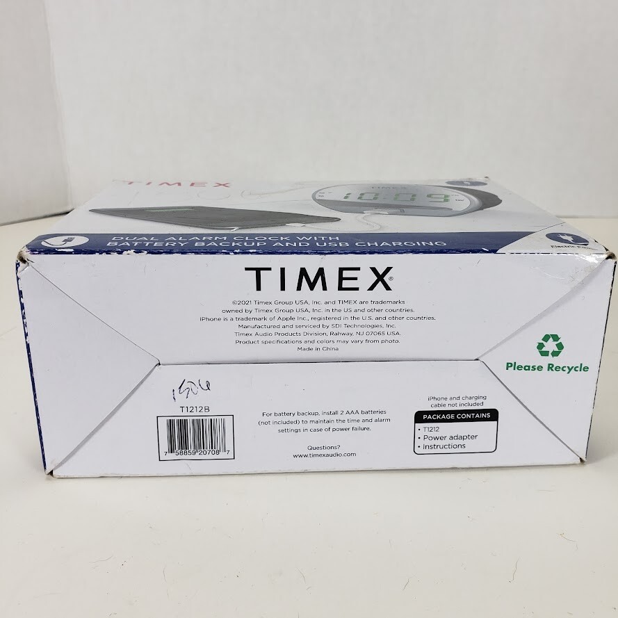 Timex Dual Digital ALARM CLOCK with USB Phone Charger Mirror Finish ...