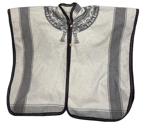 Vintage Aztec Poncho Huipil Cape South American Wool Peruvian ...