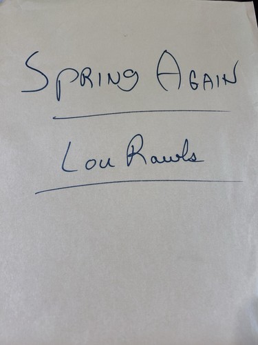 Lou Rawls Estate Music Arrangement For Song , Spring Again, Various ...