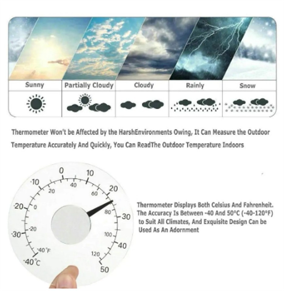 Indoor Outdoor Window Transparent Dial Weather Accurate Readings for ...