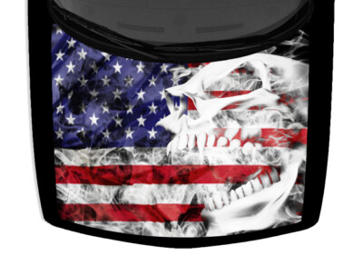 Abstract US Flag Flames Side Skull Fangs Truck Hood Wrap Vinyl Car ...