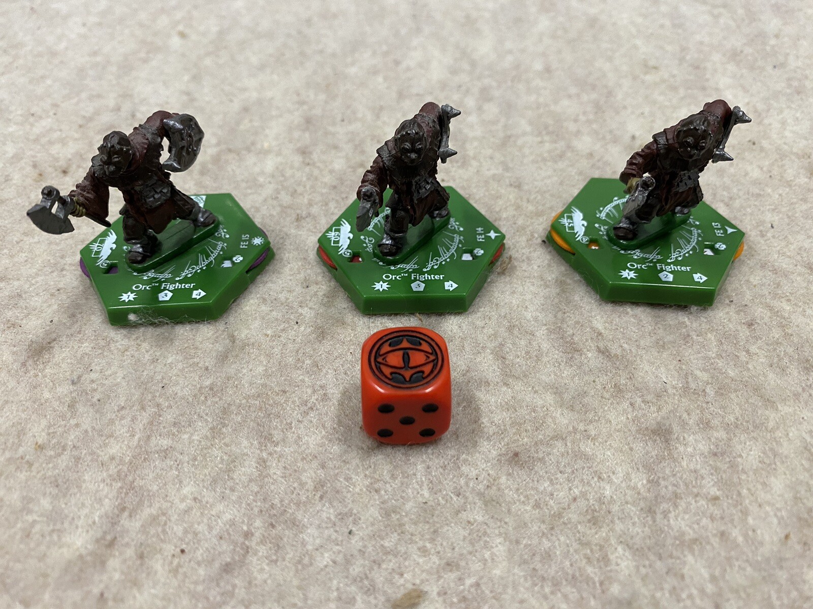 Lord of the Rings LOTR Combat Hex Orc Fighters X3 FE + Dice | eBay