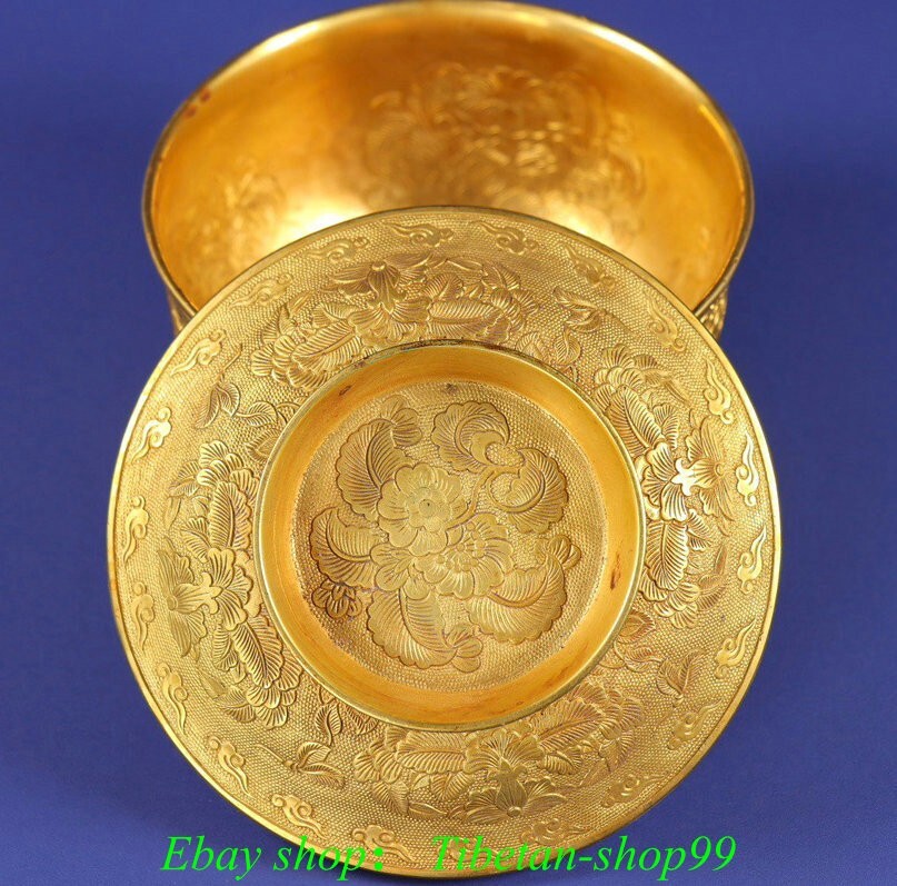4.5''Old Chinese Dynasty Bronze Gold Monkey Bird Container Drinking Lid ...