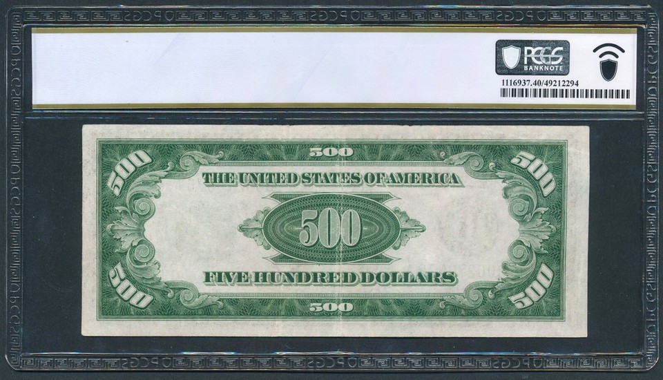 1934A $500 Five Hundred Dollar Bill Popular New York Bank PCGS Banknote ...