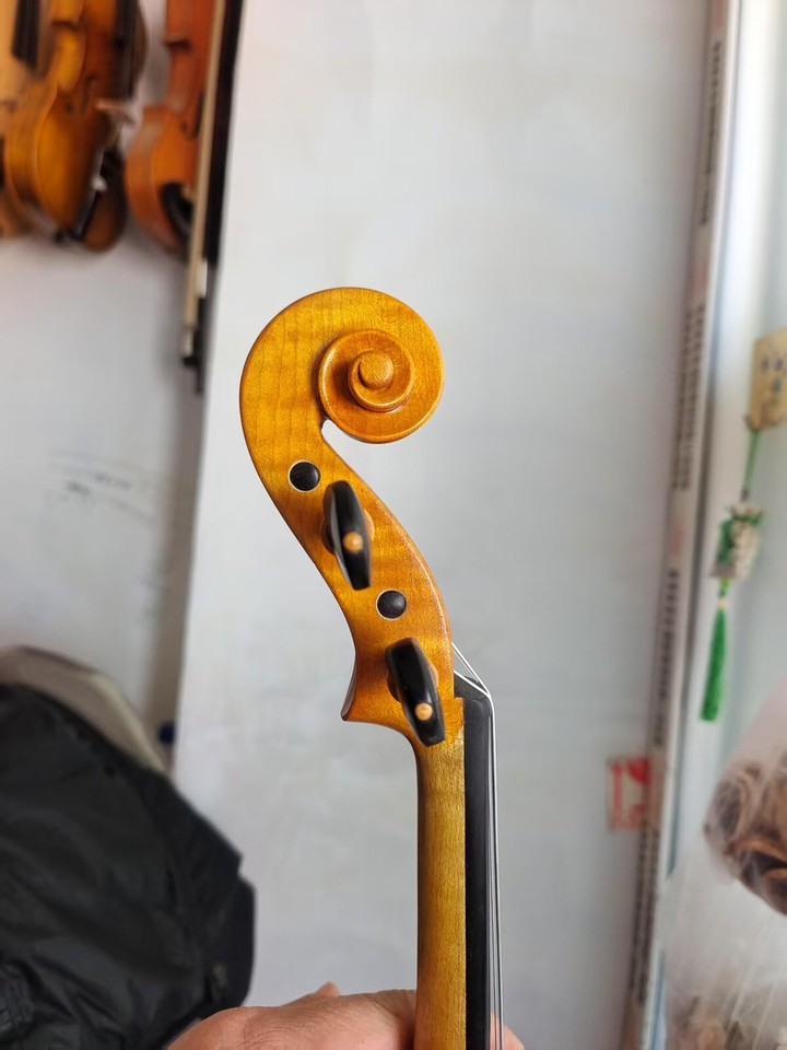 7/8 size violin Stradi model flamed maple back spruce top hand carved A ...