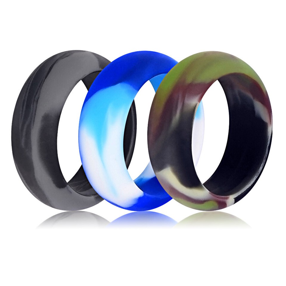 1Pc Camouflage Silicone Wedding Rings Rubber Promise Bands 8mm Width ...