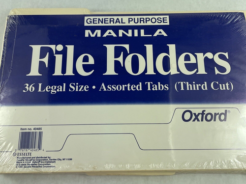 New Sealed: Oxford Esselte 36 Legal Size Assorted Tabs Manila File ...