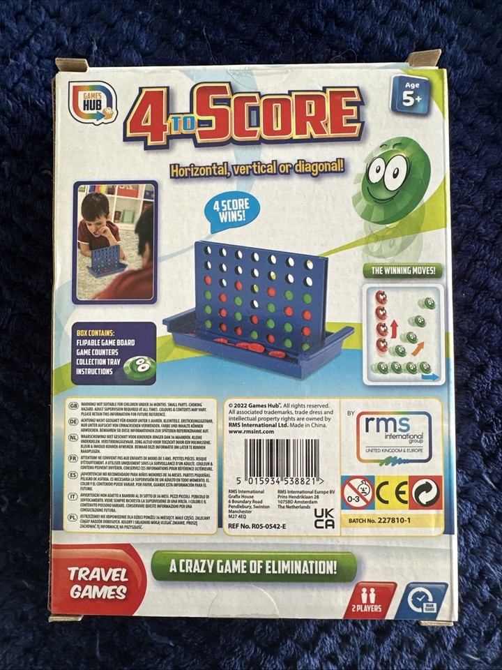 4 to Score Classic 4-in-a-Row Strategy Matching Game | eBay UK