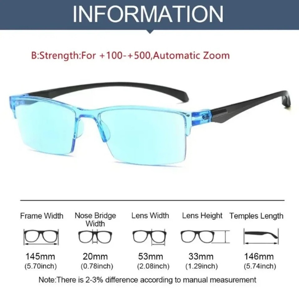 Smart Automatic Zoom Reading Glasses Anti Blue Ray Eyeglasses Autofocus ...