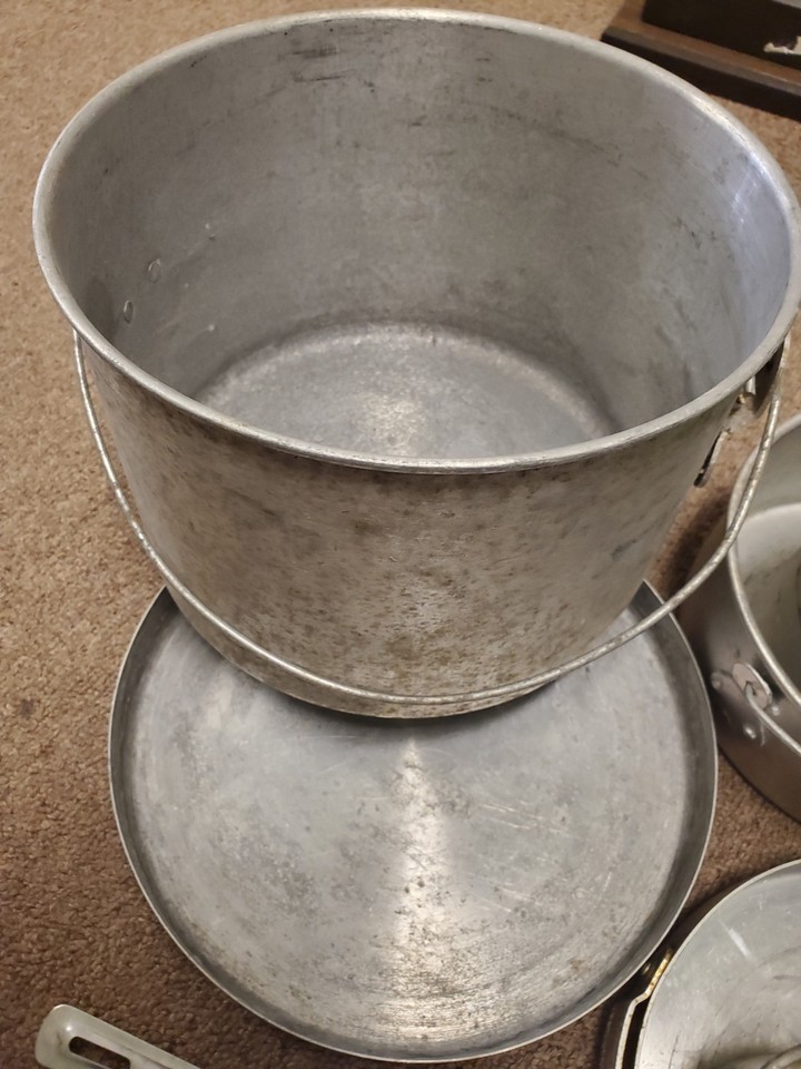 Vintage Aluminum Nesting Camping Mess Set Cooking Pots, Pans, Lids ...