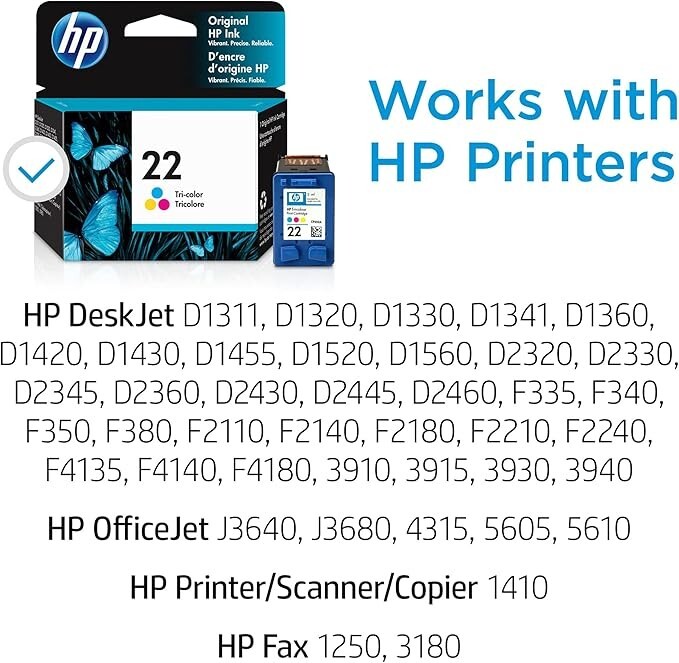 GENUINE HP 22 Tri-color Ink Cartridge for Fax 1250 3180 Series C9352AN ...