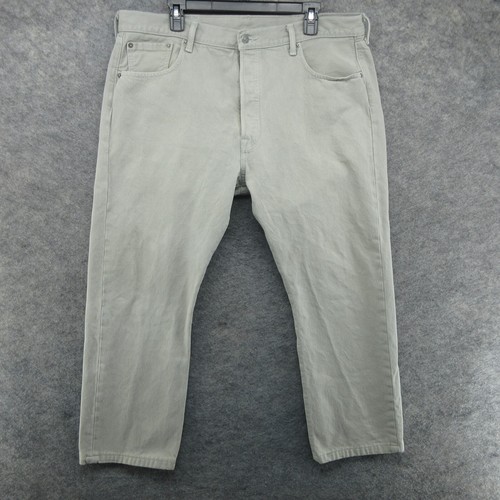 Levis Jeans Mens 38x32 (Fits 38x27) Gray 501 Straight Button Fly ...