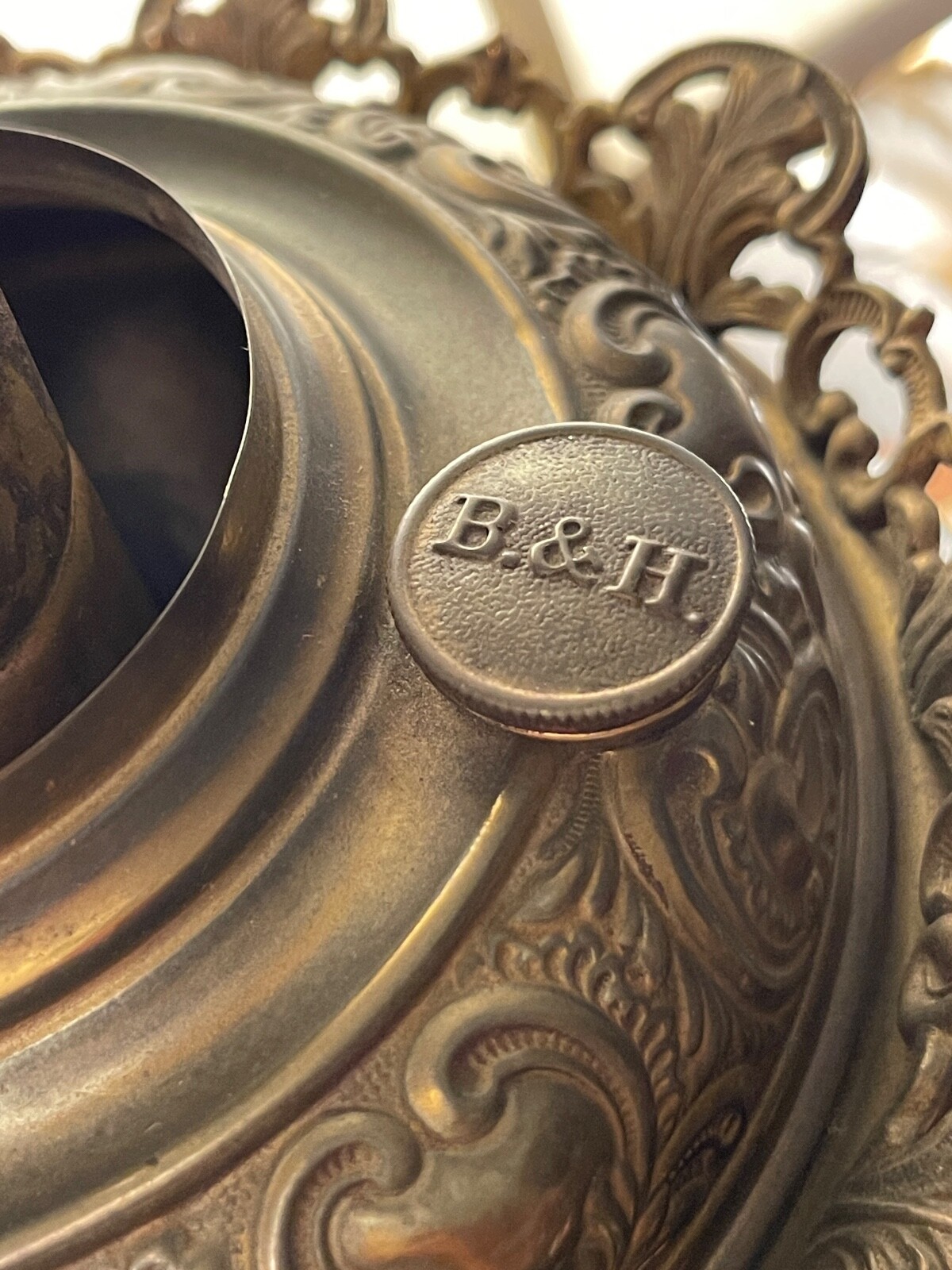 Rare Antique Bradley & Hubbard Brass and Marble Lamp Embossed B. & H ...