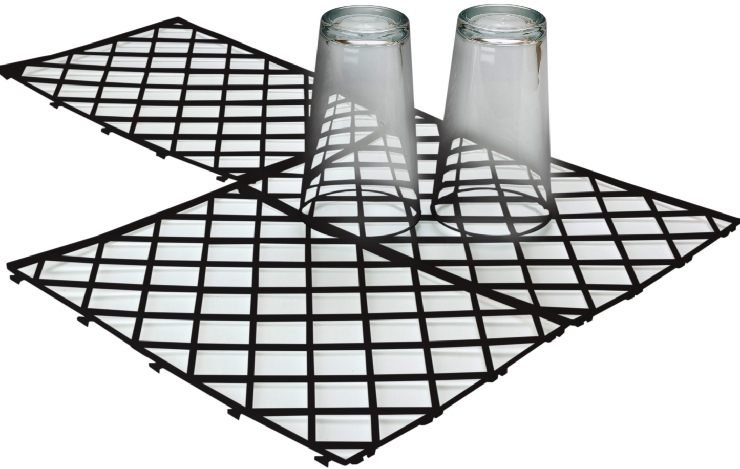 Glass Mats Bar Shelf Liner 10 Interlocking Black Plastic Matting 8" x ...