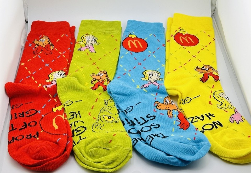 New McDonald's 2025 The Grinch Meal Socks Set of 4 Sealed in Bags | eBay