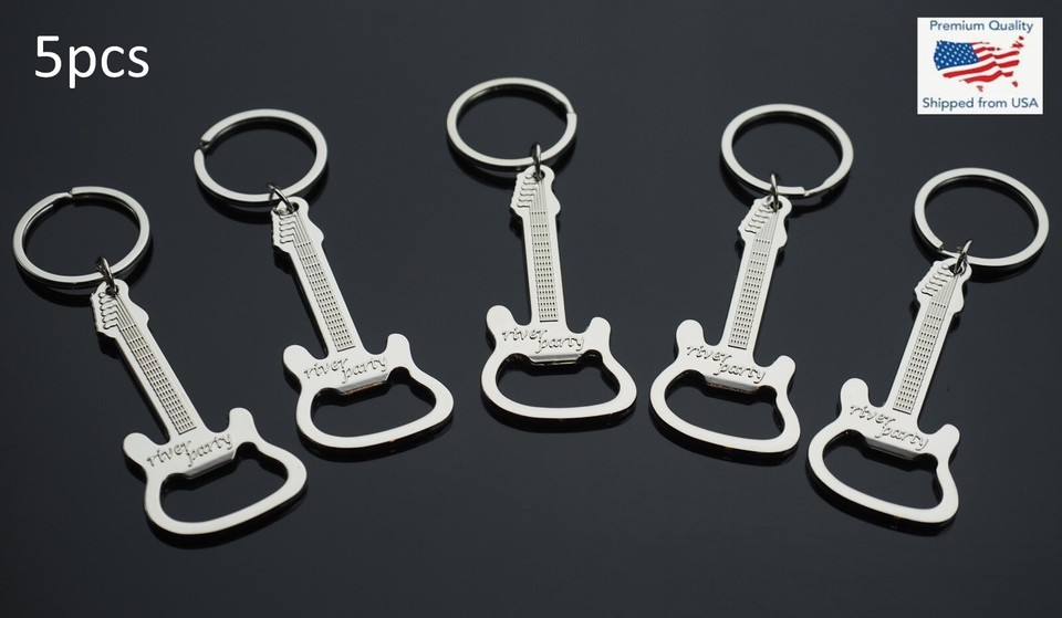 5 PCS Electric Guitar Shape Keychain Smooth Rock & Roll Bottle Opener ...