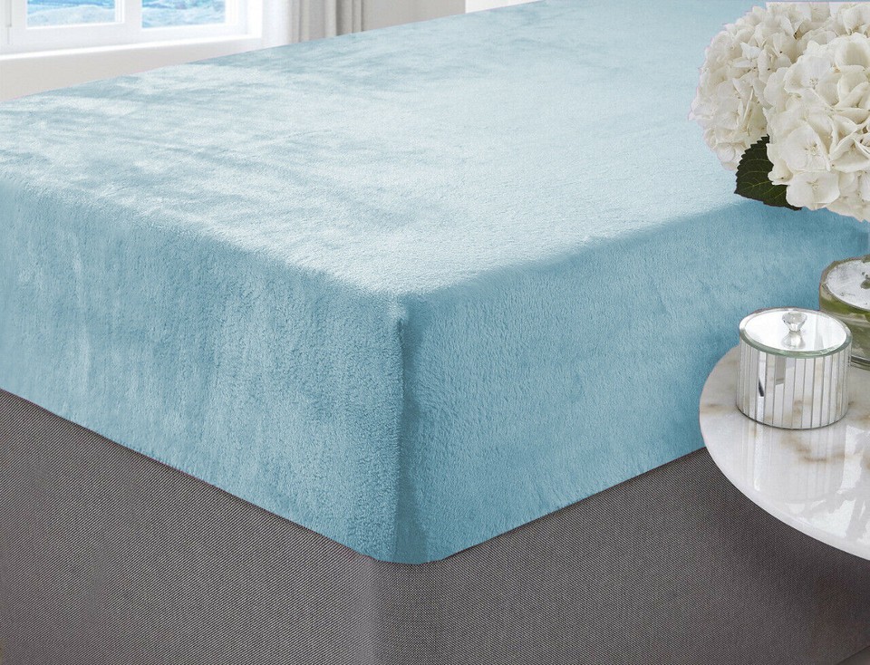 Extra Deep Teddy Fleece Fitted Sheet Luxury Cosy Warm Bed Sheet Double ...