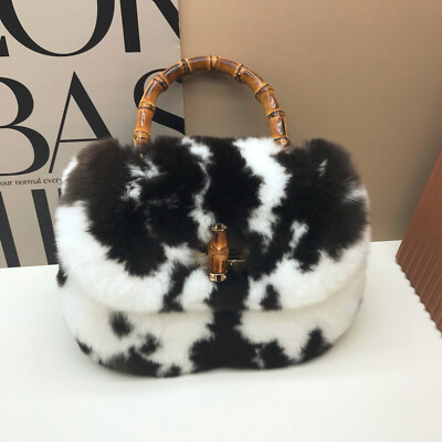 Women's Real Rabbit Fur Handbag Good Quality Tote Bag Purse Wallet ...