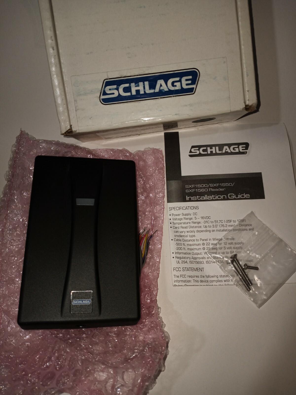 Schlage SXF1500D-P Card reader Access Control Wall Mount Unit Black for ...