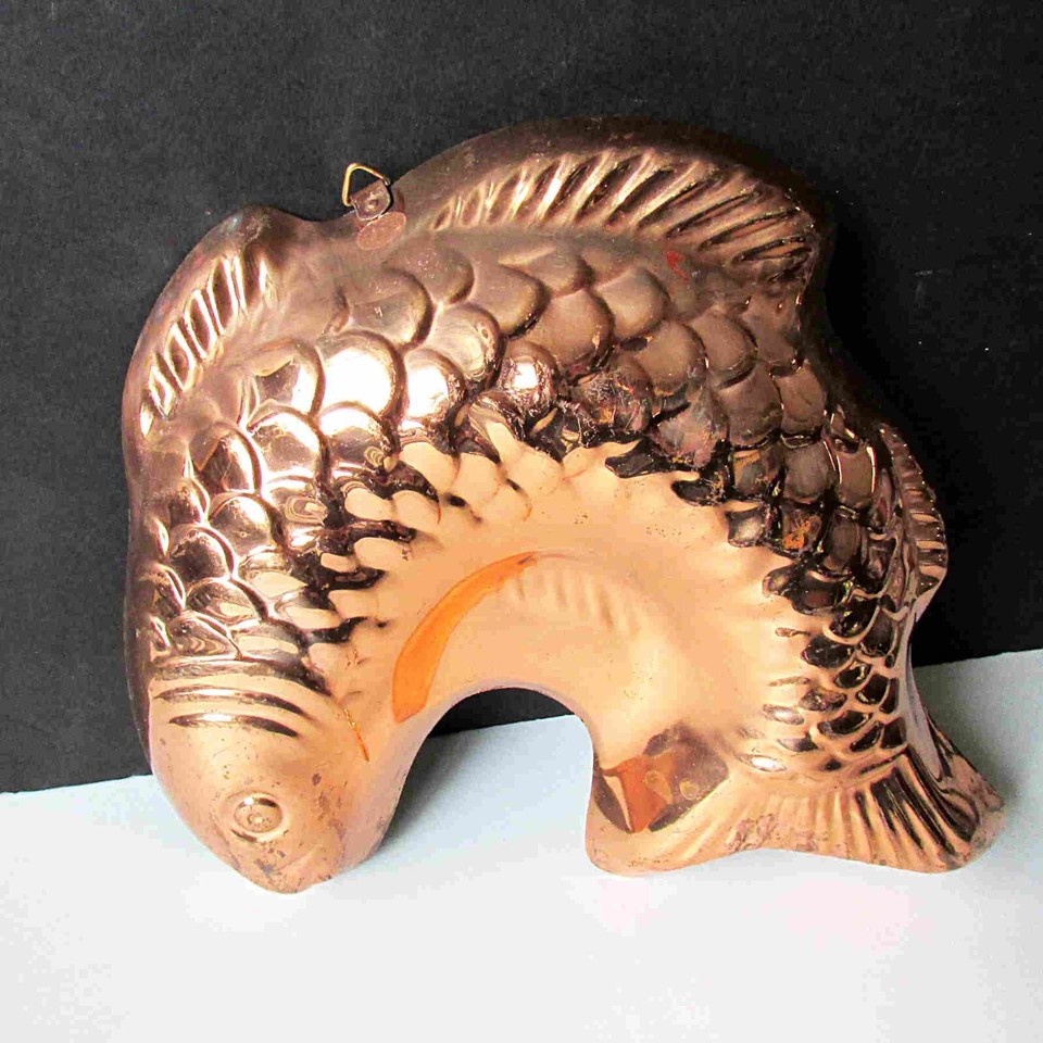 Vintage 1970s Copper Fish Jello Cake Mold Decor Made in Portugal 10x8 ...